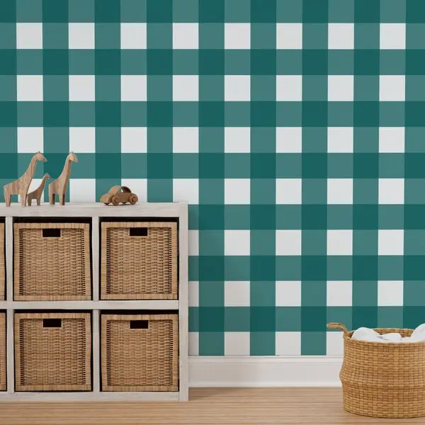 Spoonflower Buffalo Check Plaid Rustic Gingham Cabin Custom Pre-pasted Wallpaper