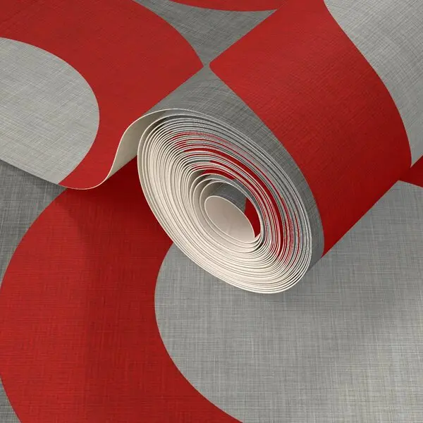 Spoonflower Math Science Number Zero Numbers Mathematics Zen 100% Natural Sisal Grasscloth Wallcovering - Gray,red