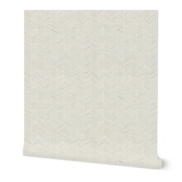 Spoonflower Medium Herringbone Hues Of M+m Grays 100% Natural Sisal Grasscloth Wallcovering - Gray,green