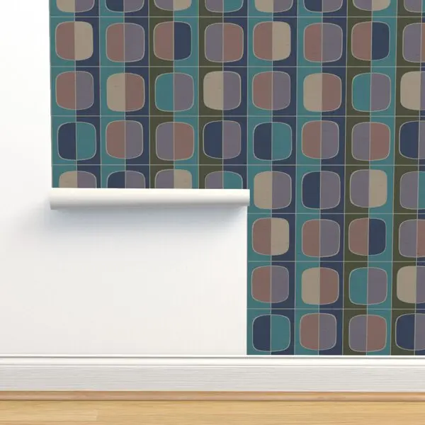 Spoonflower Barcelona Grid Haze 100% Natural Sisal Grasscloth Wallcovering