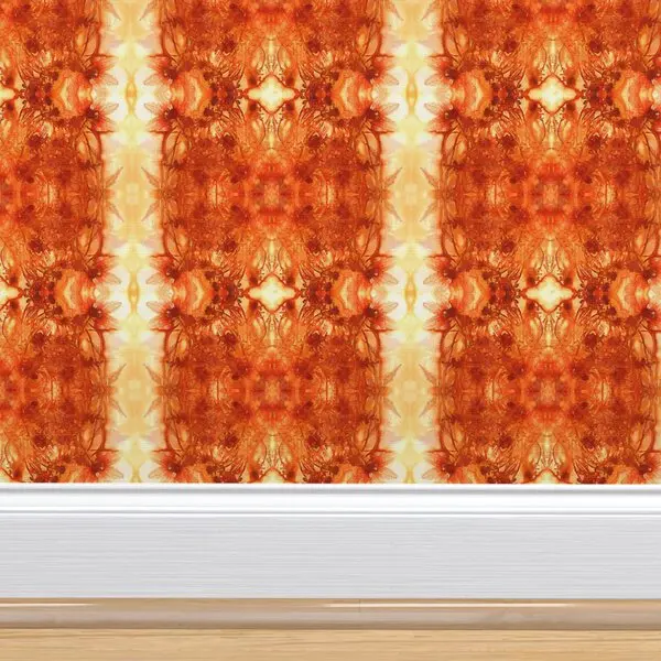 Spoonflower Roadside Weeds & Flowers 100% Natural Sisal Grasscloth Wallcovering - Orange,beige