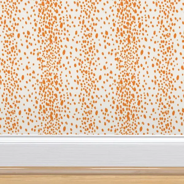 Spoonflower Orange Animal Dots Decor 100% Natural Sisal Grasscloth Wallcovering