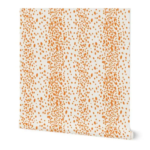 Spoonflower Orange Animal Dots Decor 100% Natural Sisal Grasscloth Wallcovering