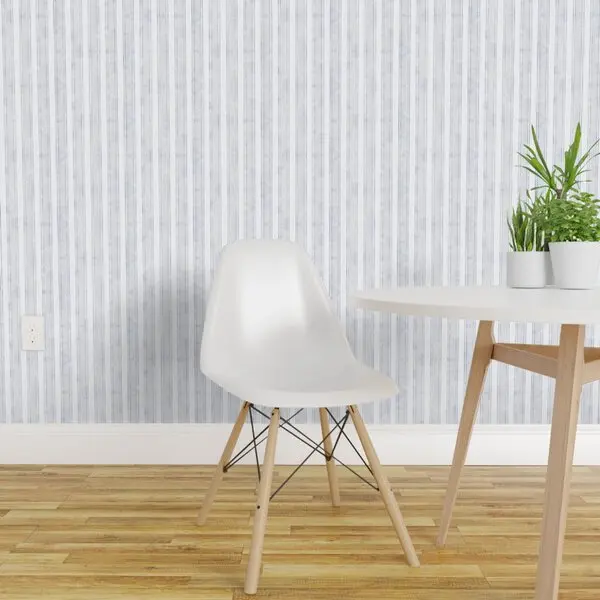 Spoonflower Faded Stripes Neutral Coastal Boho Geometric Custom Pre-pasted Wallpaper - Gray