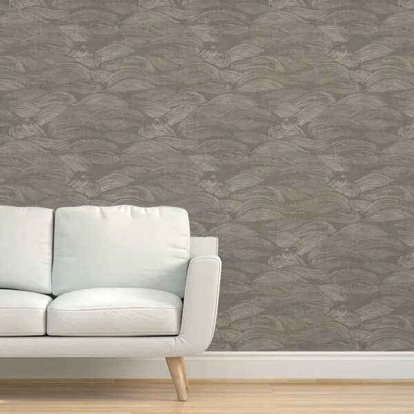 Spoonflower The Water Grey 100% Natural Sisal Grasscloth Wallcovering