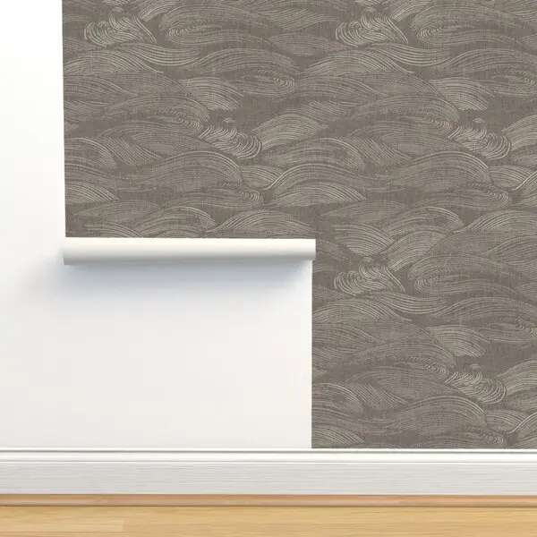 Spoonflower The Water Grey 100% Natural Sisal Grasscloth Wallcovering