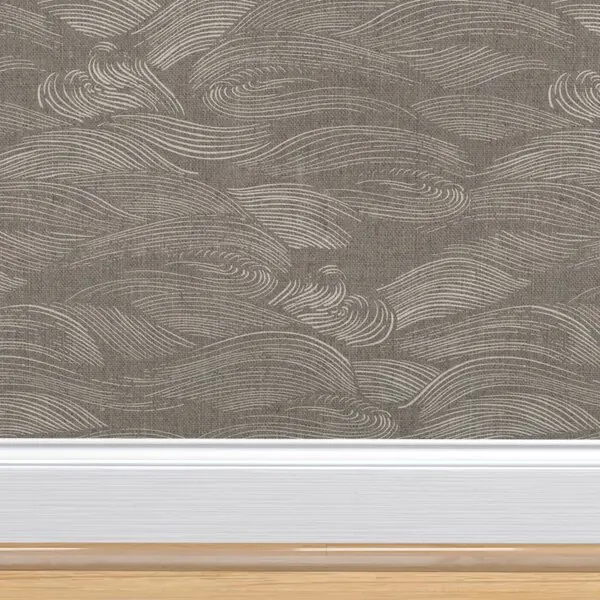 Spoonflower The Water Grey 100% Natural Sisal Grasscloth Wallcovering