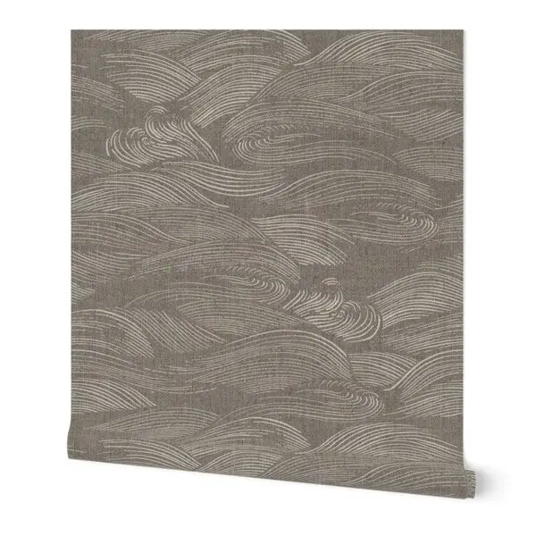 Spoonflower The Water Grey 100% Natural Sisal Grasscloth Wallcovering