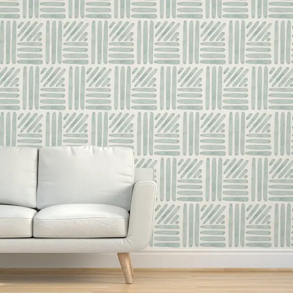 Spoonflower Painted Lines 100% Natural Sisal Grasscloth Wallcovering