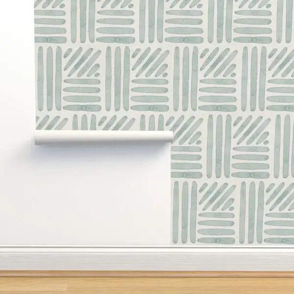 Spoonflower Painted Lines 100% Natural Sisal Grasscloth Wallcovering