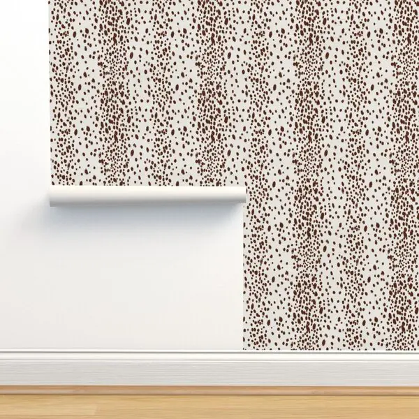 Spoonflower Dots Brown White 100% Natural Sisal Grasscloth Wallcovering