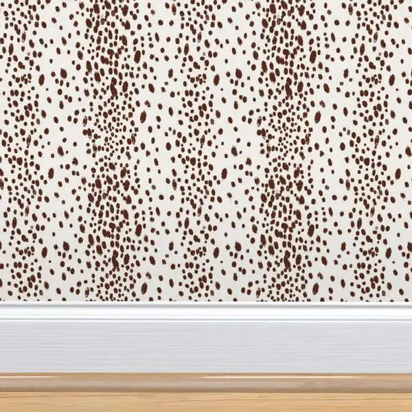 Spoonflower Dots Brown White 100% Natural Sisal Grasscloth Wallcovering