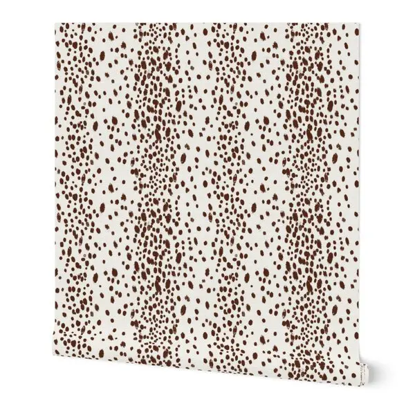 Spoonflower Dots Brown White 100% Natural Sisal Grasscloth Wallcovering