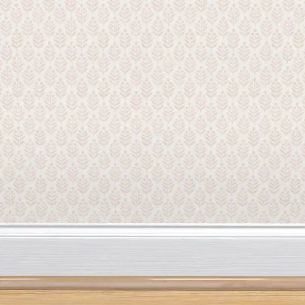 Spoonflower Lotti Pale Pink And White 100% Natural Sisal Grasscloth Wallcovering - White,gray