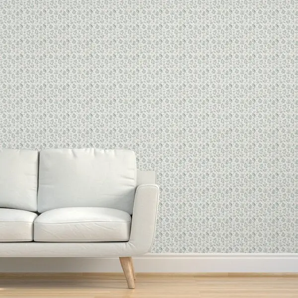 Spoonflower Blue Tattoos 100% Natural Sisal Grasscloth Wallcovering - Blue,gray