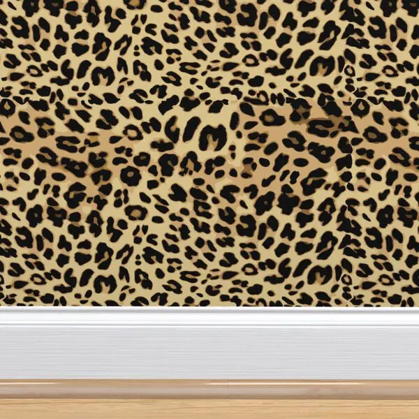 Spoonflower Gold Black Leopard Pattern Animal 100% Natural Sisal Grasscloth Wallcovering
