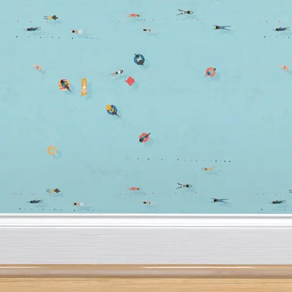 Spoonflower Public Pool 100% Natural Sisal Grasscloth Wallcovering