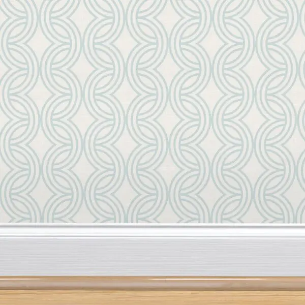 Spoonflower Neutral Geometric Soft Blue Rainbow White 100% Natural Sisal Grasscloth Wallcovering
