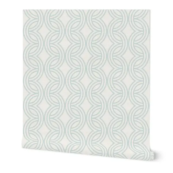 Spoonflower Neutral Geometric Soft Blue Rainbow White 100% Natural Sisal Grasscloth Wallcovering