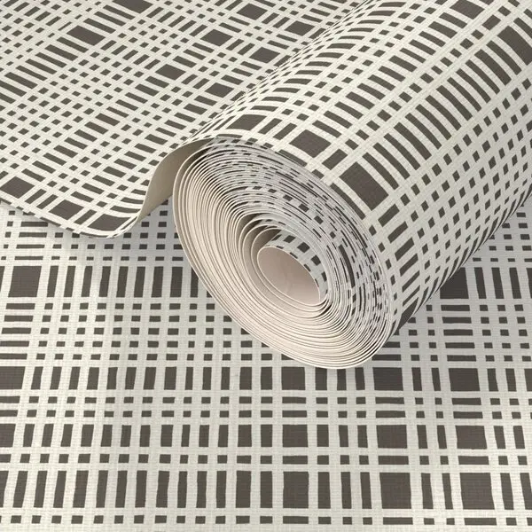 Spoonflower 6 Inch Loose Weave Cream On Chocolate 100% Natural Sisal Grasscloth Wallcovering - Gray