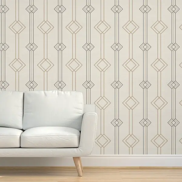 Spoonflower Progression 100% Natural Sisal Grasscloth Wallcovering - White,gray