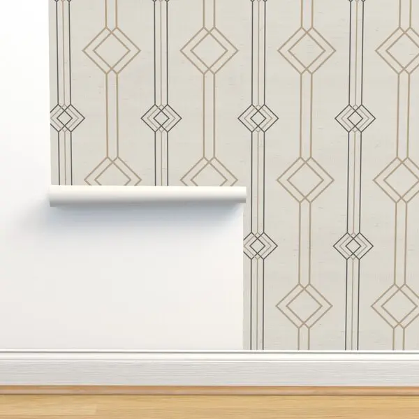 Spoonflower Progression 100% Natural Sisal Grasscloth Wallcovering - White,gray