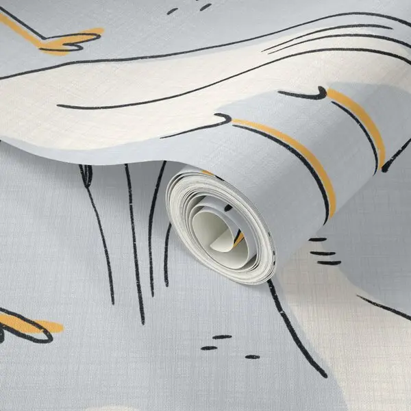 Spoonflower Bird Birds Marsh Lake Herons Custom Pre-pasted Wallpaper