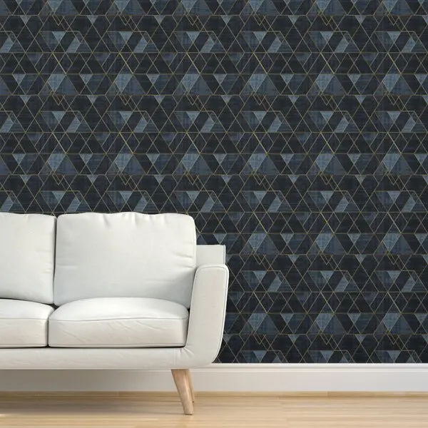 Spoonflower Triangles Geo Mod Custom Pre-pasted Wallpaper
