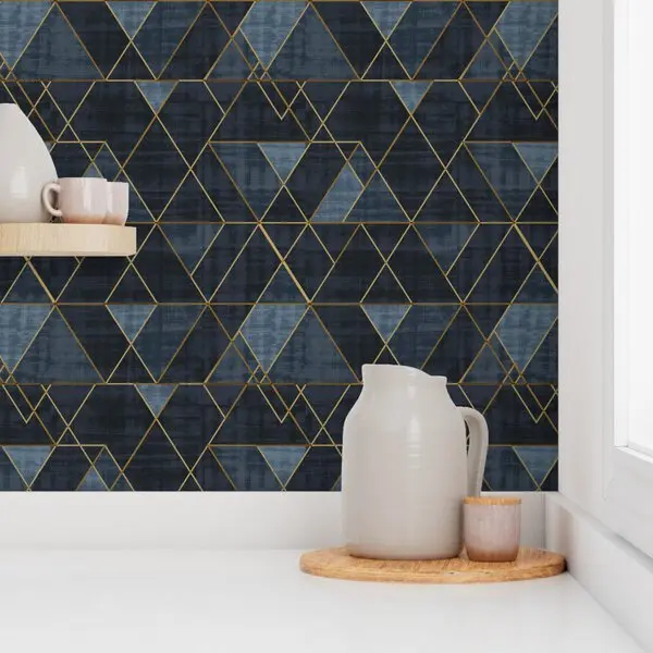 Spoonflower Triangles Geo Mod Custom Pre-pasted Wallpaper