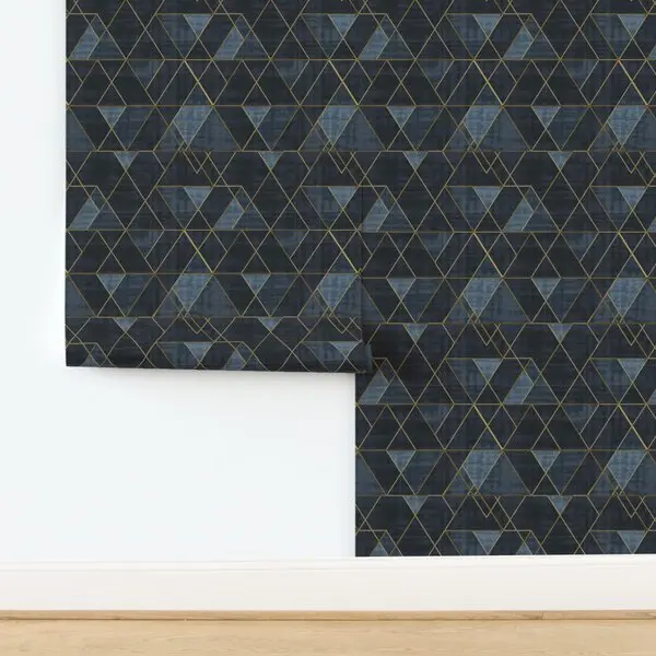 Spoonflower Triangles Geo Mod Custom Pre-pasted Wallpaper