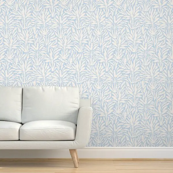Spoonflower Palm Trees Coastal Nature Abstract Jungle Custom Pre-pasted Wallpaper