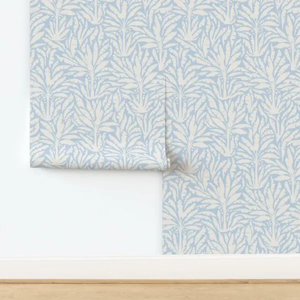 Spoonflower Palm Trees Coastal Nature Abstract Jungle Custom Pre-pasted Wallpaper