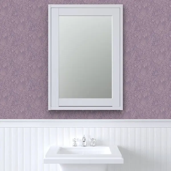 Spoonflower Wild Free Lilac Leaves Floral Nature Grass Plants Custom Pre-pasted Wallpaper - Purple,pink