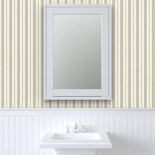 Spoonflower Modern Stripes Vertical Stripes Farmhouse Custom Pre-pasted Wallpaper
