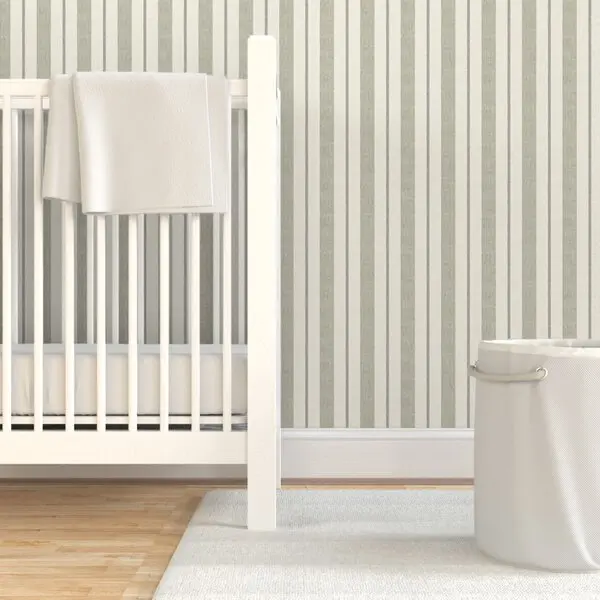 Spoonflower Modern Stripes Vertical Stripes Farmhouse Custom Pre-pasted Wallpaper