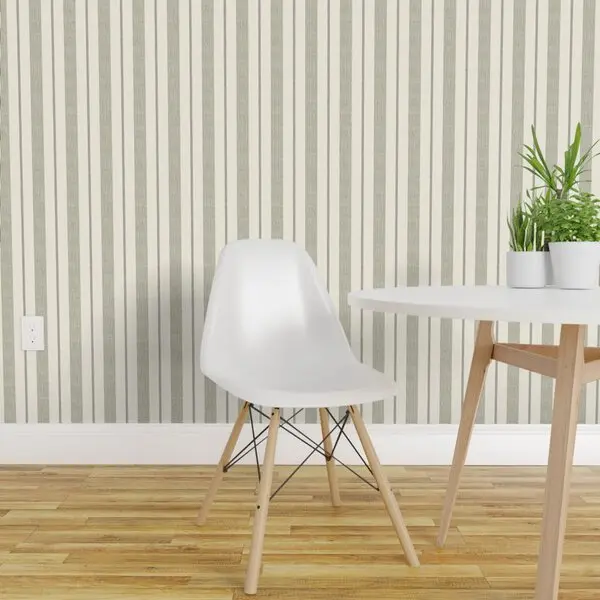 Spoonflower Modern Stripes Vertical Stripes Farmhouse Custom Pre-pasted Wallpaper