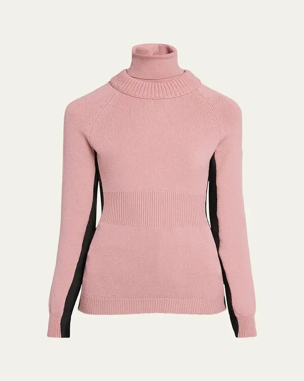 Moncler Wool-Blend Turtleneck Sweater Pastel Pink Editorialist