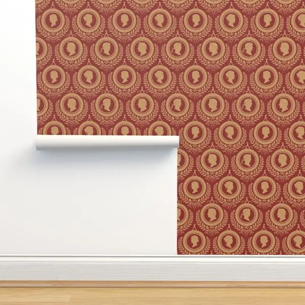 Spoonflower Gold Royal Silhouette Damask Renaissance Rococo Traditional Wallpaper