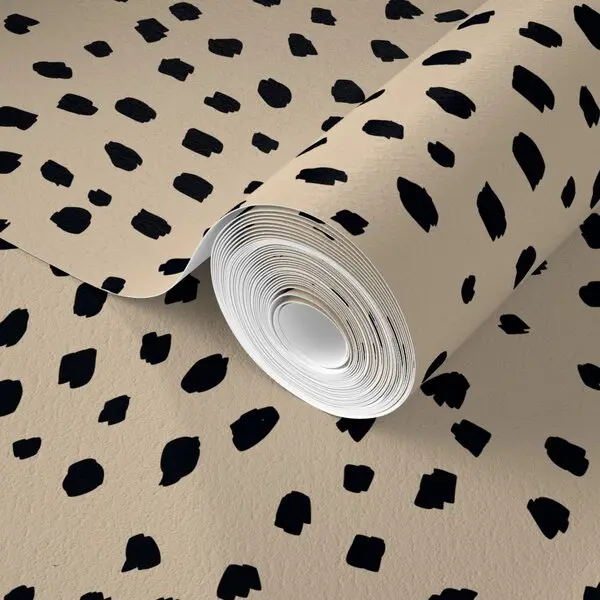 Spoonflower Tan Beige Animal Spots Print Leopard Traditional Wallpaper - Beige,black,gray