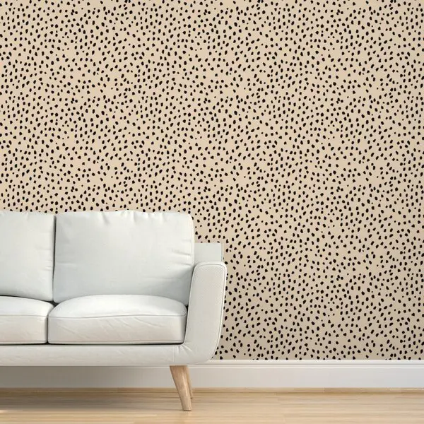 Spoonflower Tan Beige Animal Spots Print Leopard Traditional Wallpaper