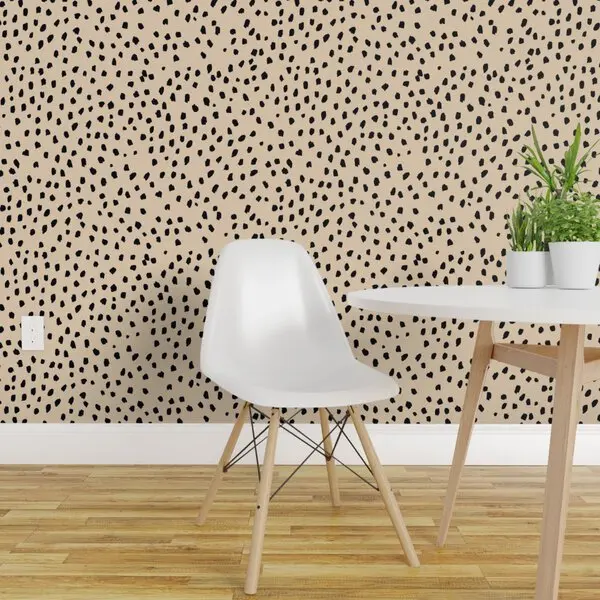 Spoonflower Tan Beige Animal Spots Print Leopard Traditional Wallpaper