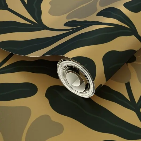 Spoonflower Flowers Leaves Nature Retro Modern Spring Wallpaper