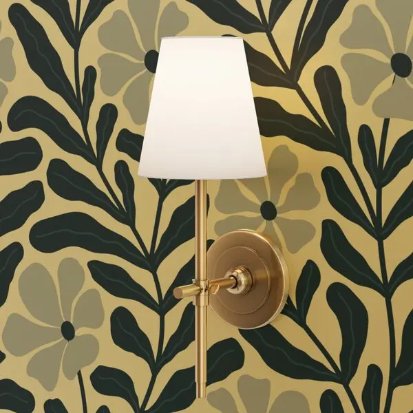 Spoonflower Flowers Leaves Nature Retro Modern Spring Wallpaper