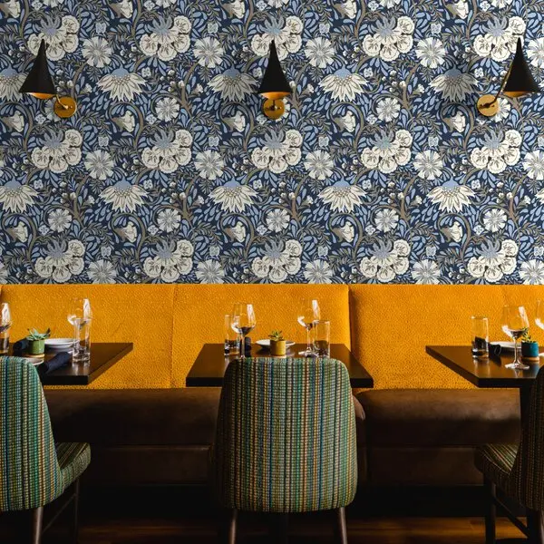 Spoonflower Florals Blue Whimsical Navy Natural Mushroom Traditional Wallpaper