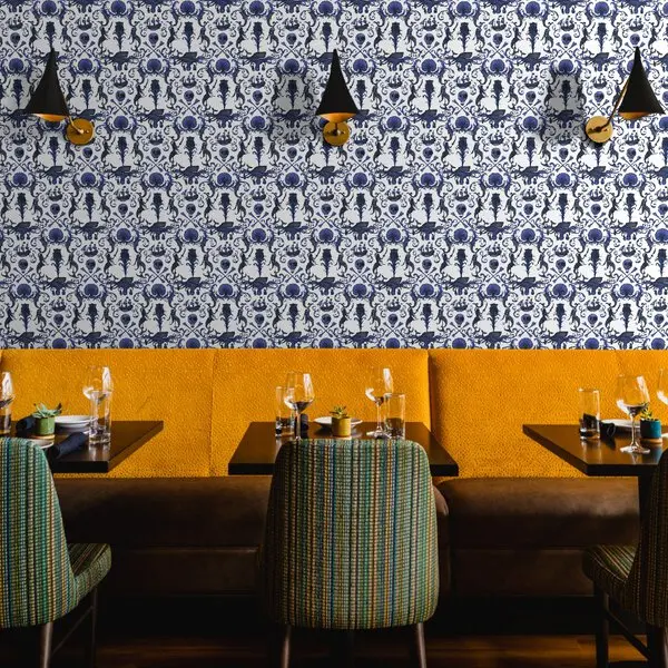 Spoonflower Whimsical Ocean Rococo Navy Pirate Damask Coastal Traditional Wallpaper