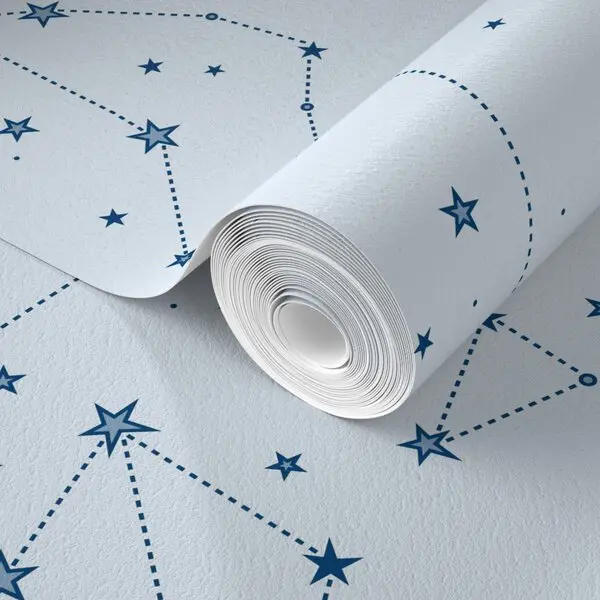 Spoonflower Large Stars Zodiac Constellations Blue Light Sky Traditional Wallpaper