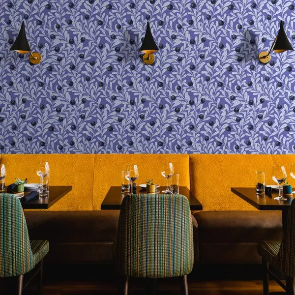 Spoonflower Vines Fruit Periwinkle Purple Greenery Garden Traditional Wallpaper