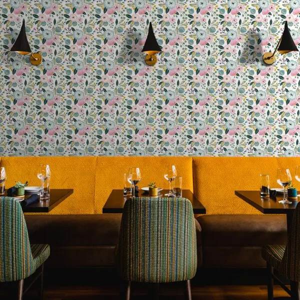 Spoonflower Spring Floral Flowers Nursery Pink Blue Traditional Wallpaper