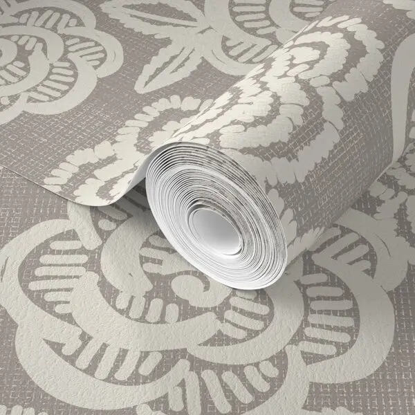 Spoonflower Floral Neutral Collection Minimal Earth Tone Gray Traditional Wallpaper - Beige,gray