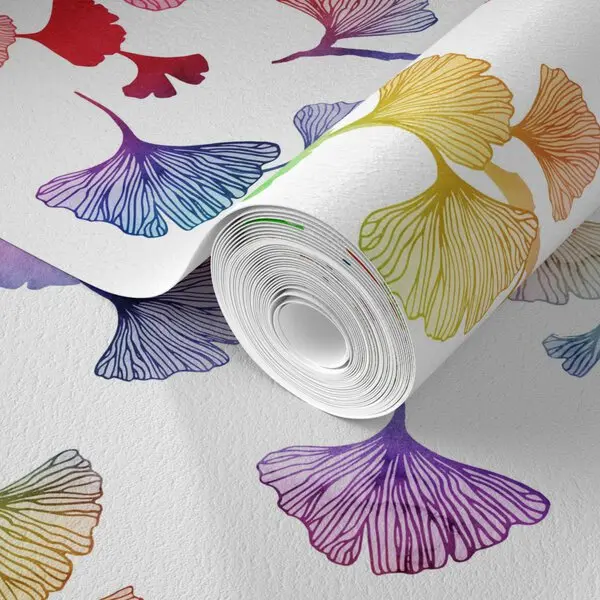 Spoonflower Nature Tree Colourful Plant Leaves Traditional Wallpaper